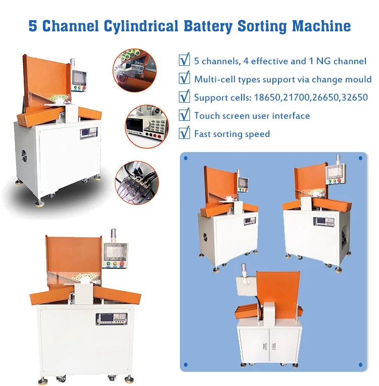 5 Channels Battery Cell Sorting Machine for 18650, 21700
