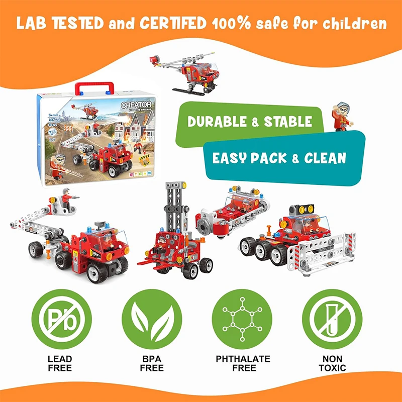 Educational Fire Rescue Engineering Kit Erector Sets Stem Building Toys ...