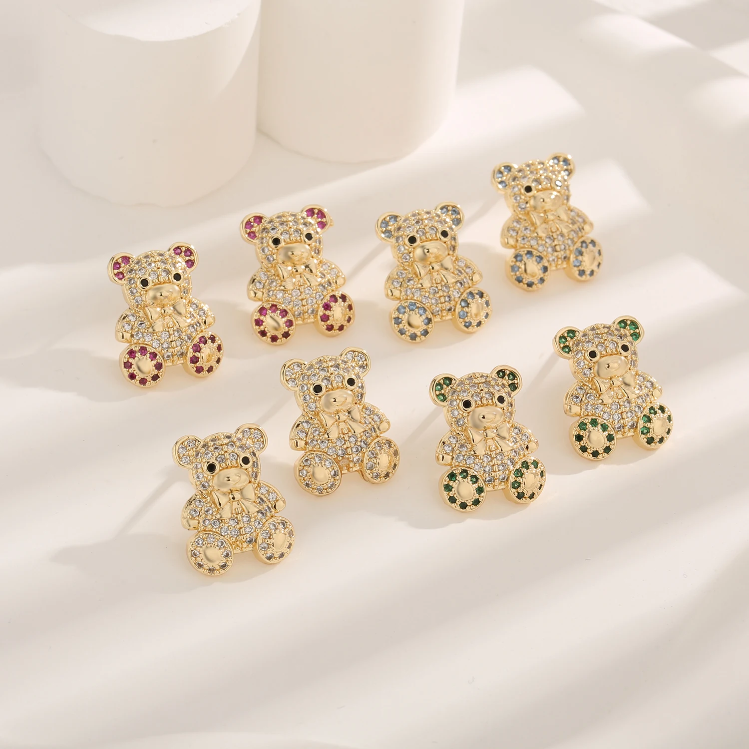 Wholesale Gemstone Jewelry 14k Gold Plated Bow Teddy Bear Stud Earrings For Women - Buy Stud ...