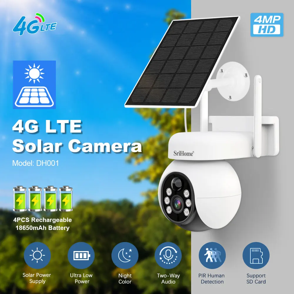 4mp Solar Cell Camera Wifi Security Cctv Camera Color Night Vision ...