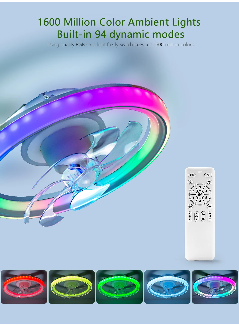Modern TUYA Speaker Luxury Decorate RGBCW Ceiling Fan Light Smart LED ...