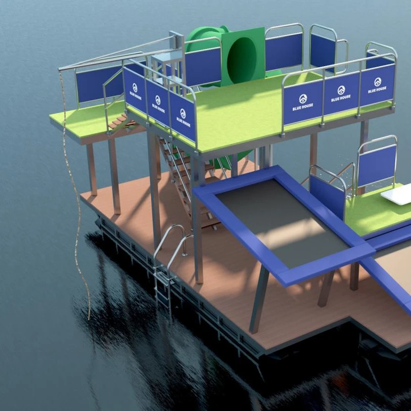 Floating Jungle Platform Spring Trampoline Jungle Floats Water Diving ...