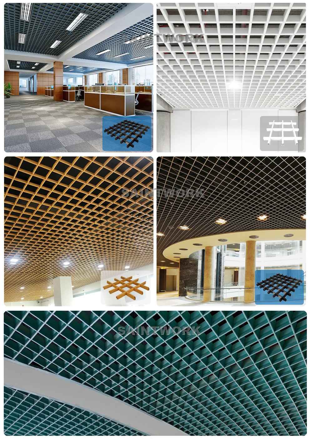 Metal Steel Grille Ceiling Panels Suspended Open Cell Aluminium Grid ...