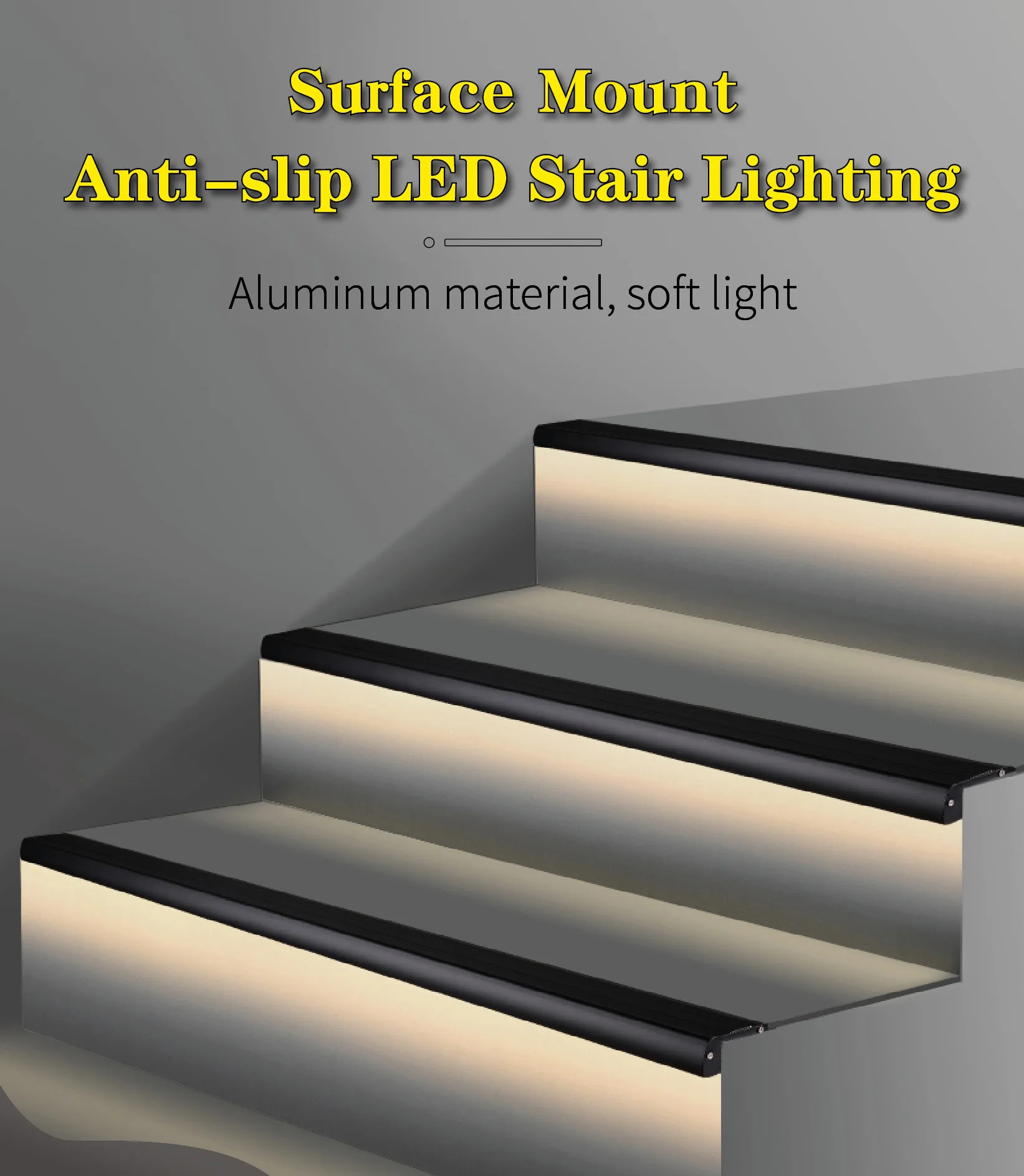 L Shape Stair Nose Led Profile Aluminum Anti Slip Silver 65mm Stair ...