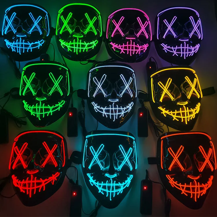 EL Cold Light Black Horror Mask for Halloween Party Glowing with Blood ...
