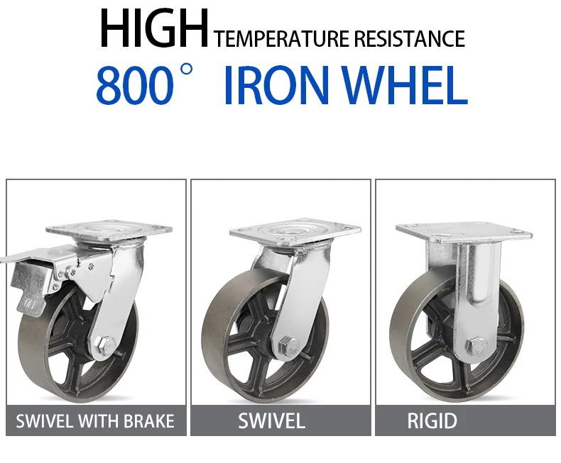WH Heavy Duty Iron Caster Wheels 4inch/5inch/6inch/8inch Pure Iron ...