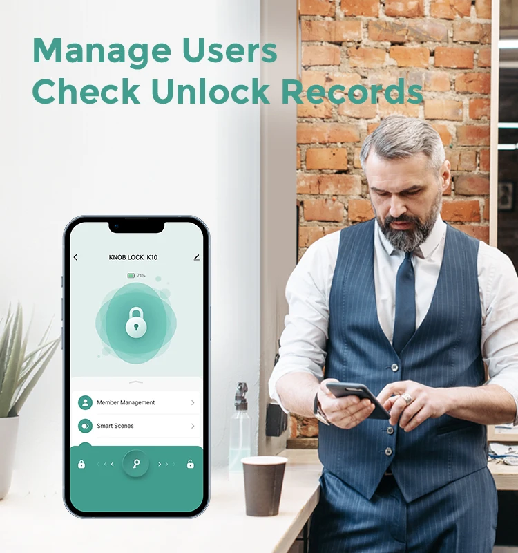 Dinstech 2023 Biometric Intelligent Electronic Door Handle Smart Lock ...