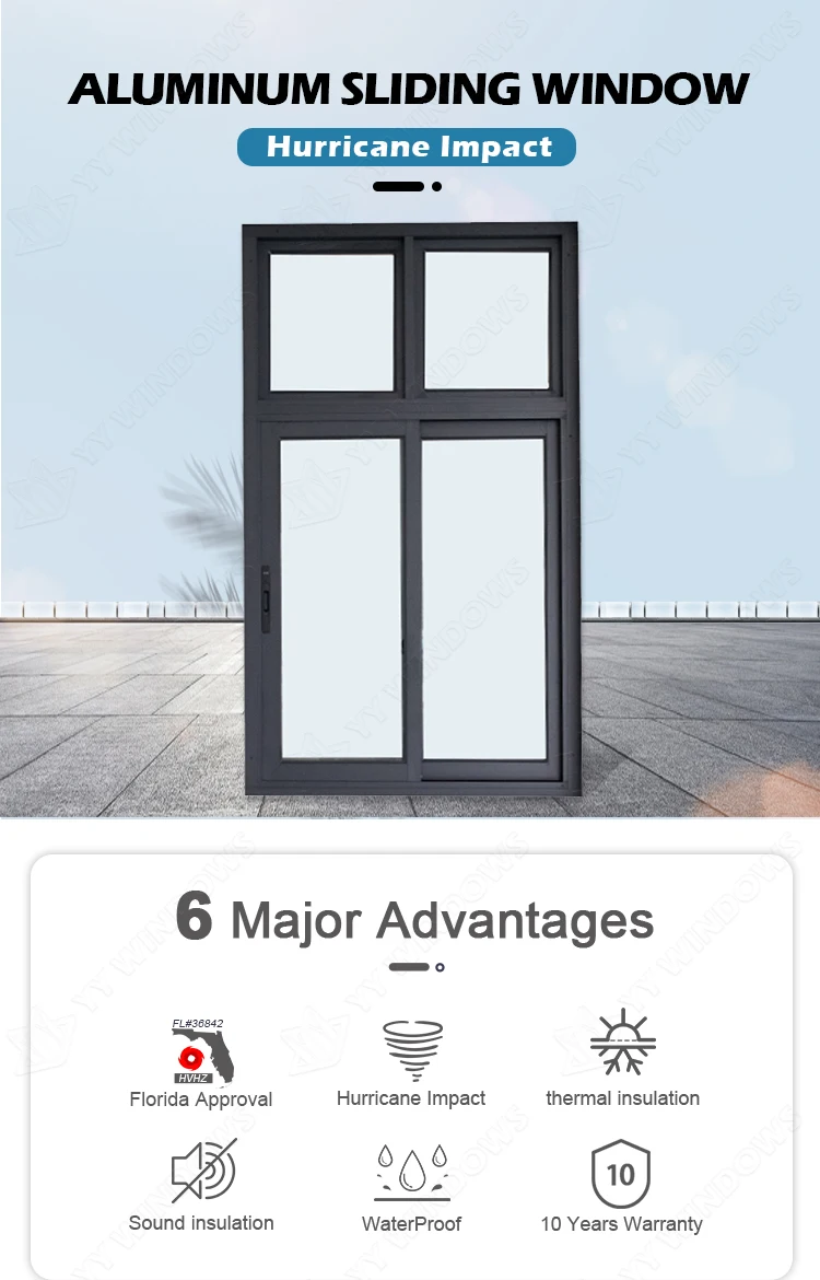 YY Facades Florida Approval Aluminium Sliding Window Frame