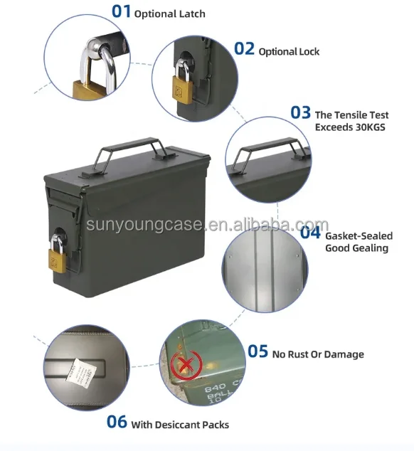 Waterproof Fireproof Plastic Ammo Case Bullet Box 290*140*190mm/380*190 ...