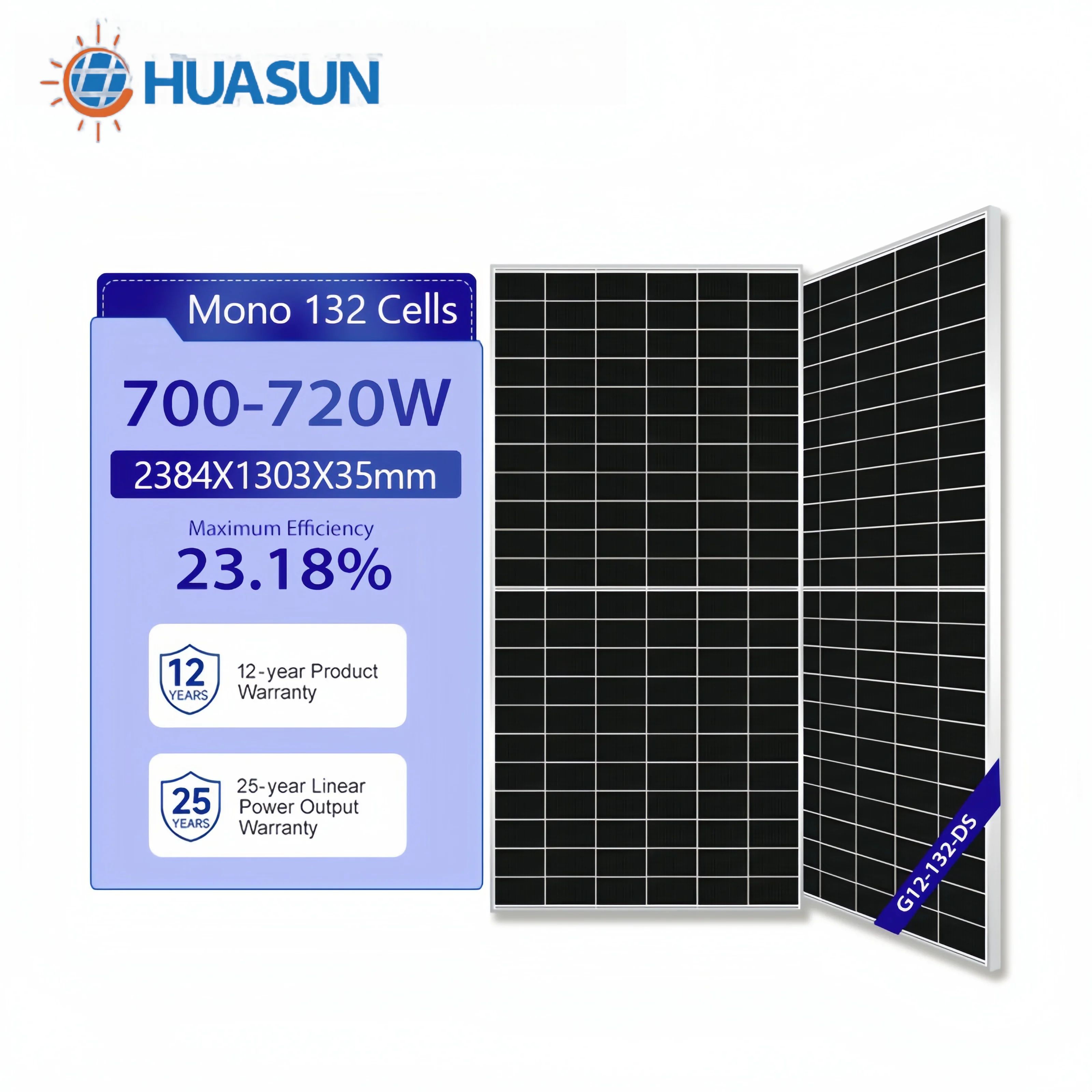 Huasun Hs-210-b132ds Paneles Solares 1000 Watts Bifacial Hjt Half Cut ...