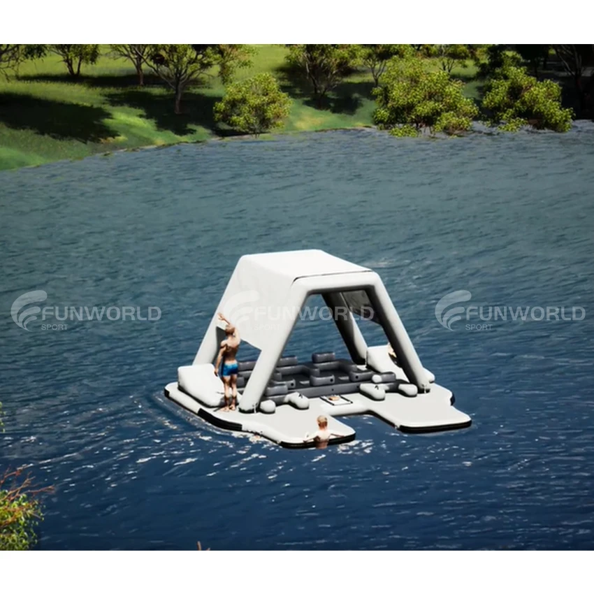 Outdoor DWF Inflatable Floating Island Raft with Canopy