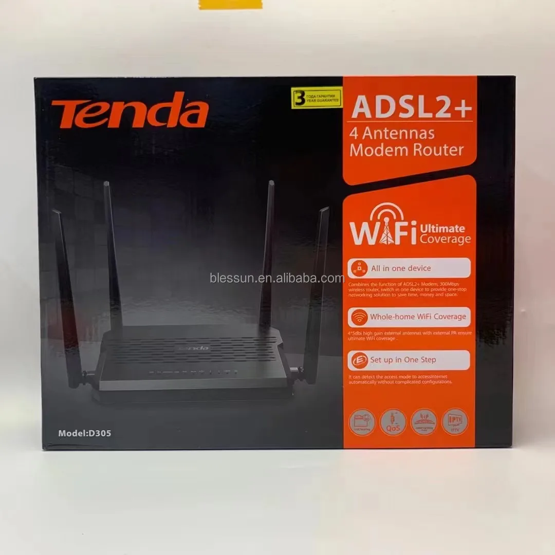 Tenda D305 Wifi Wireless 300M N ADSL 2+ Modem Routers ADSL 300mbps