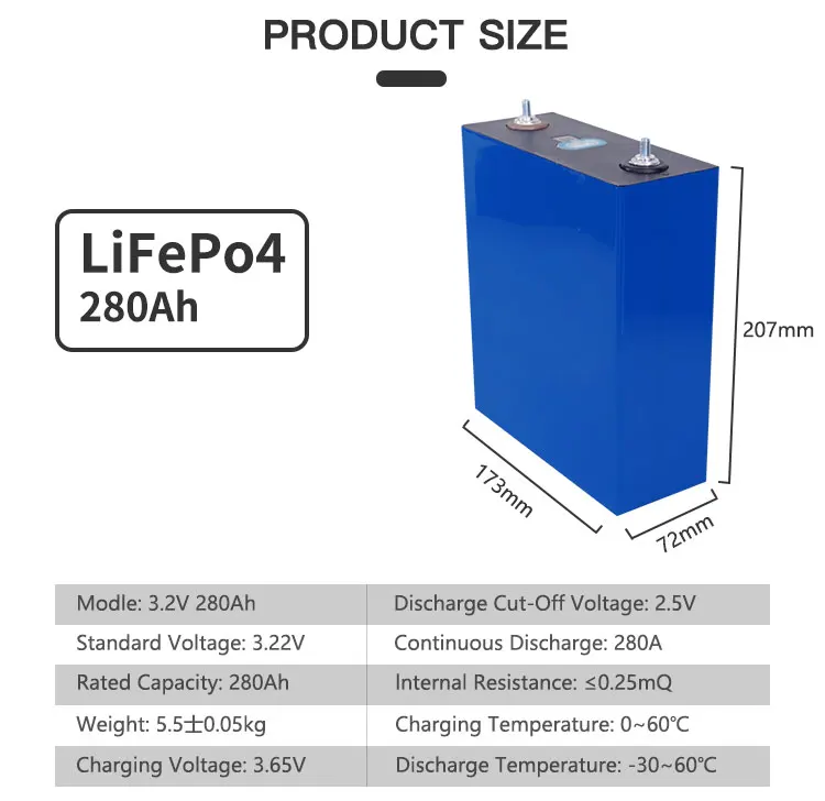 Grade a 3.2V 280ah Lithium Lifepo4 Battery for Energy Storage