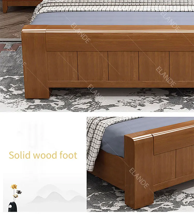 Custom Solid Wood Bed Master Bedroom Double Bed 1.8m 1.5m Storage Bed ...