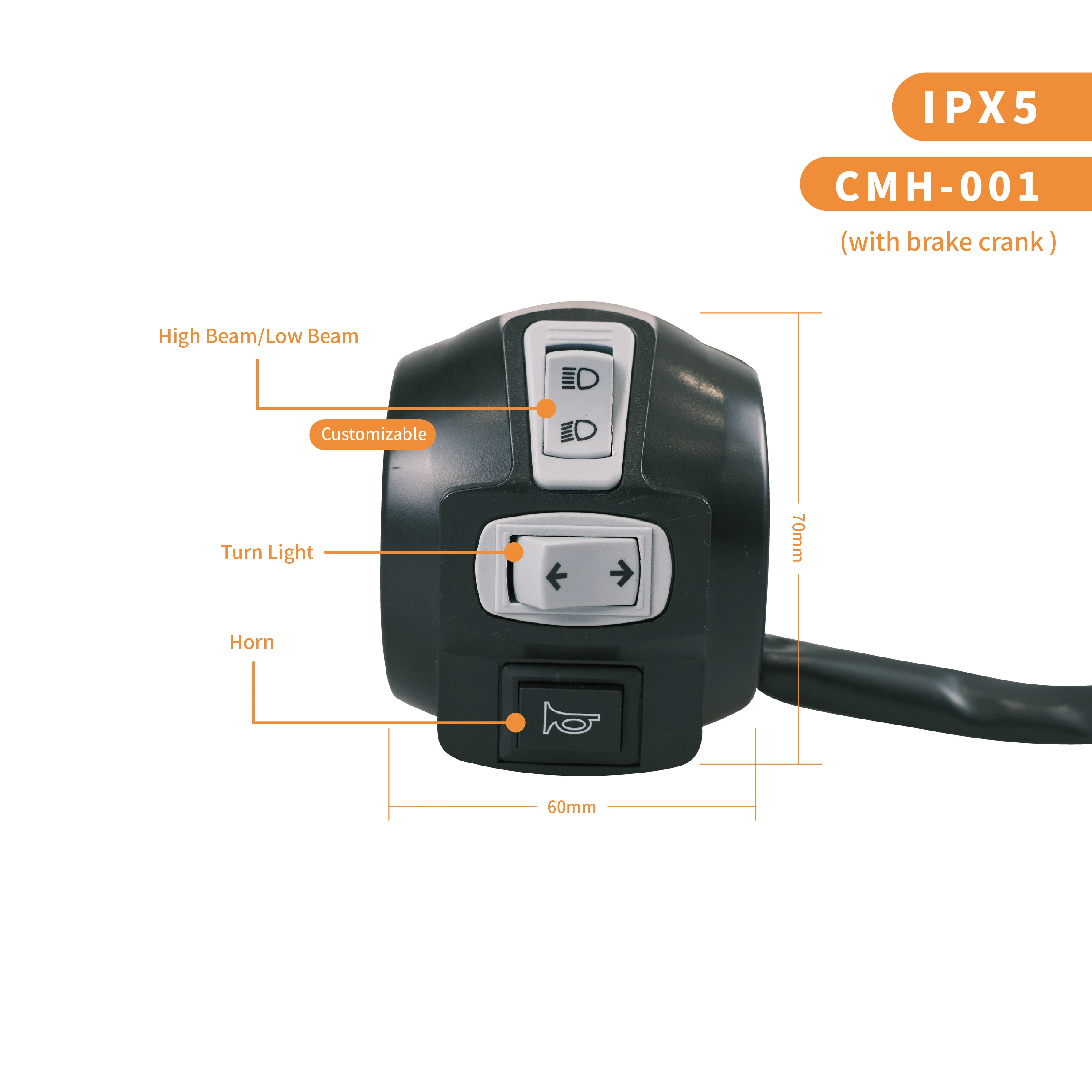 Electric Motorcycle Switches Handlebar Combination Horn Turn Signal ...