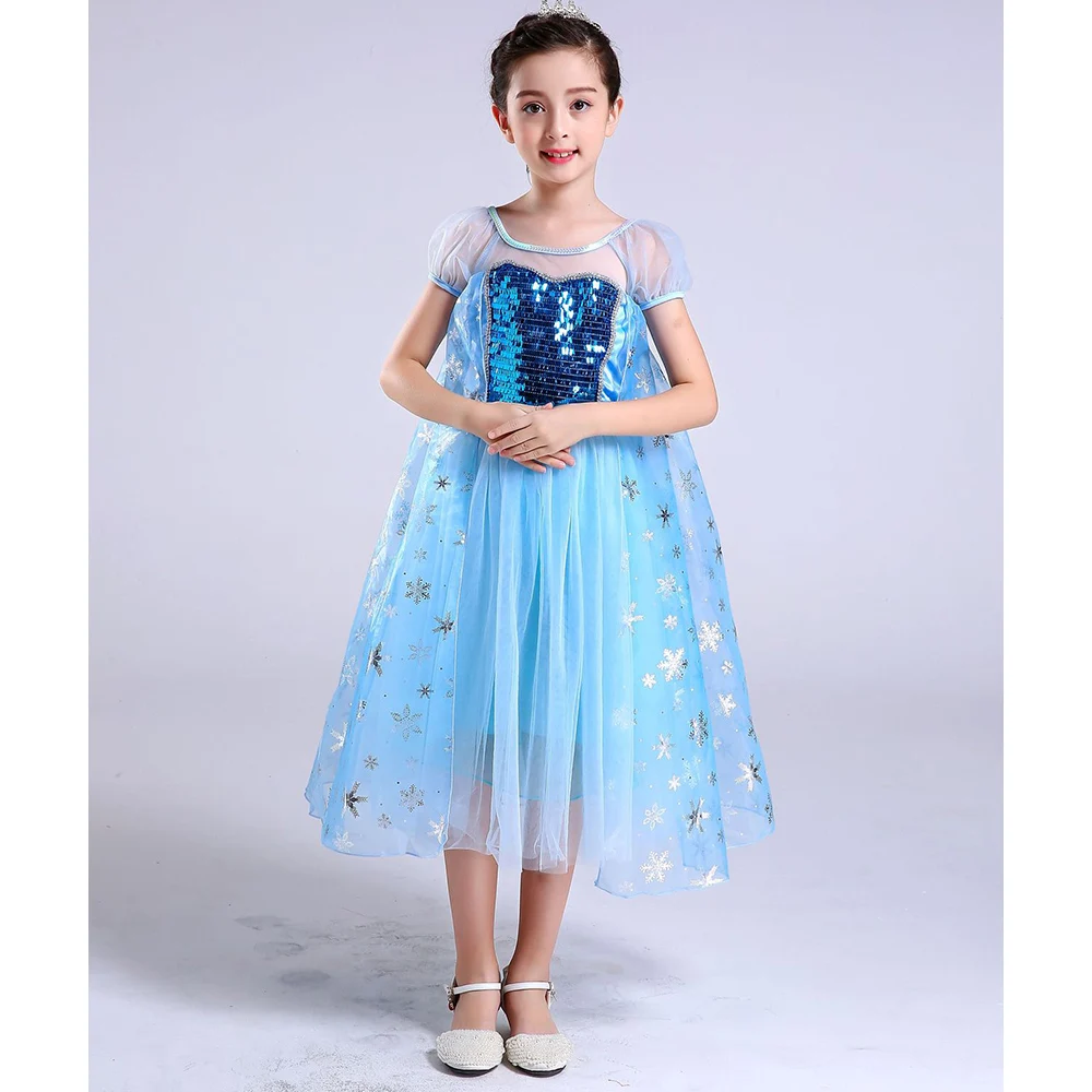 Elegant Elsa Dress Cosplay Costume for Girls - Blue Elsa