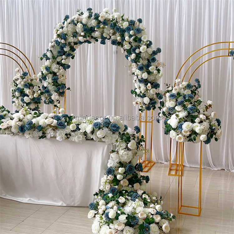 Modern Blue Flower Set & White Flower Runner For Wedding Halloween ...