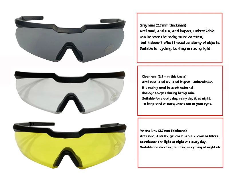 Tactical Combat Sunglasses Men Tactical Eyeshield Shooting Glasses ...