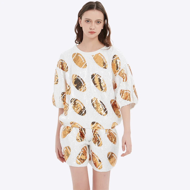 2024 Stock Sequin Shirts Football Sequin Shirts Dress Top Sweatshirt ...