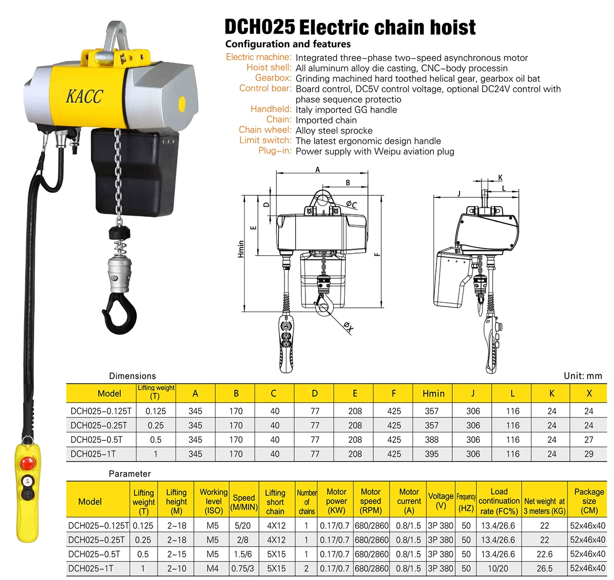 Kacc Standard With Two-speed Hoist Motor Silver Grey Finish Body ...