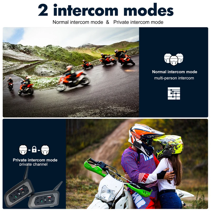 V6 Plus 1200m Motorcycle Bluetooth Helmet Headset Intercom For ...