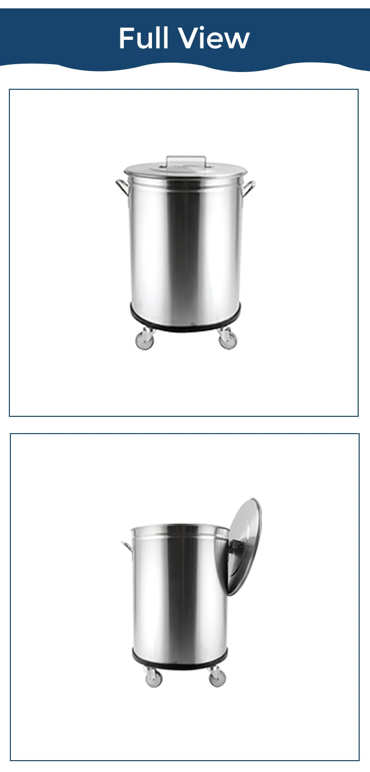 50L/100L Stainless Steel Kitchen Trash Cans for Restaurants