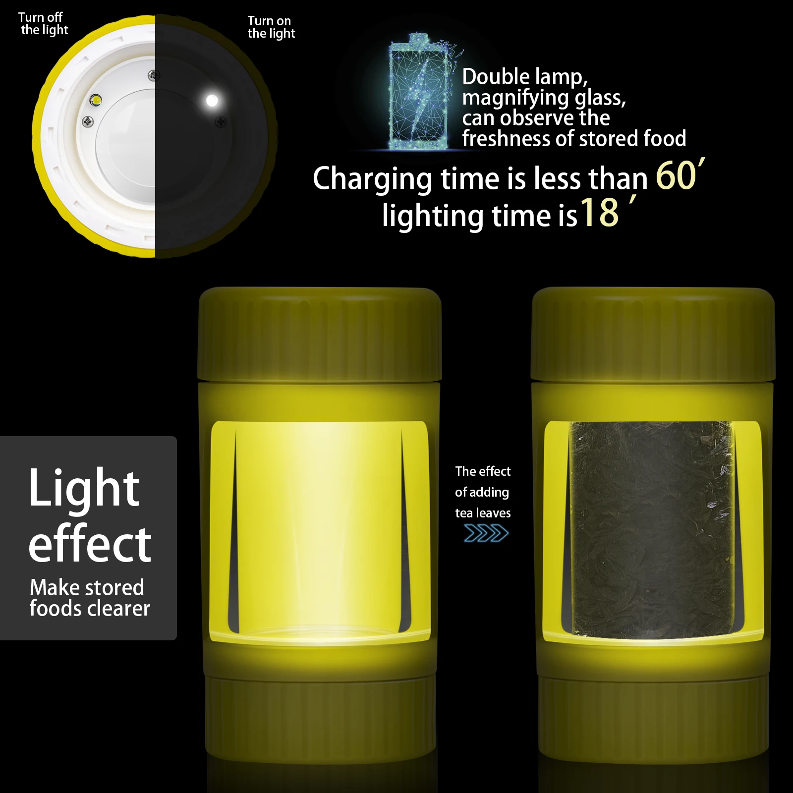 Herb Stash Container Acrylic Jar Rechargeable Storage Bottles ...