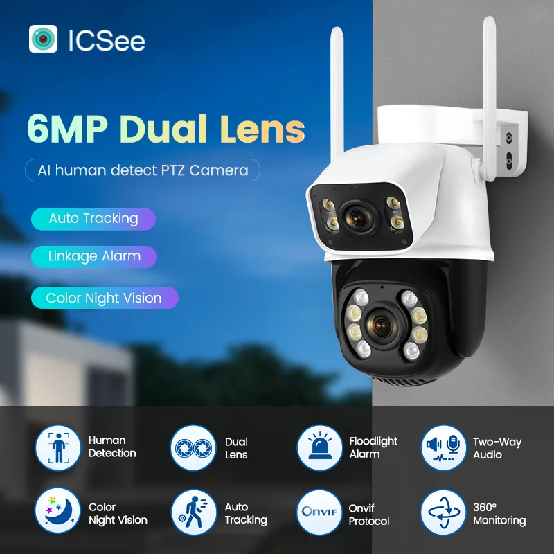 Outdoor Auto Tracking Floodlight Alarm Siren - Veezoom PTZ Camera