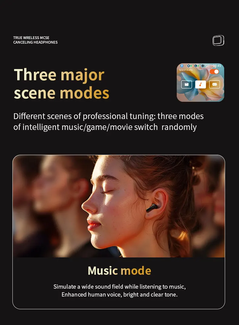 ANC Active Noise Cancellation Earbuds - Digital Display