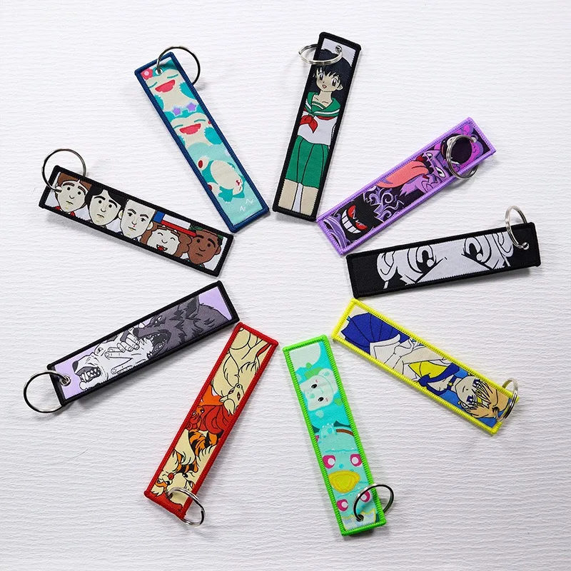 Embroidery Key Tag Japanese Anime Cool Motorcycles Cars Backpack ...