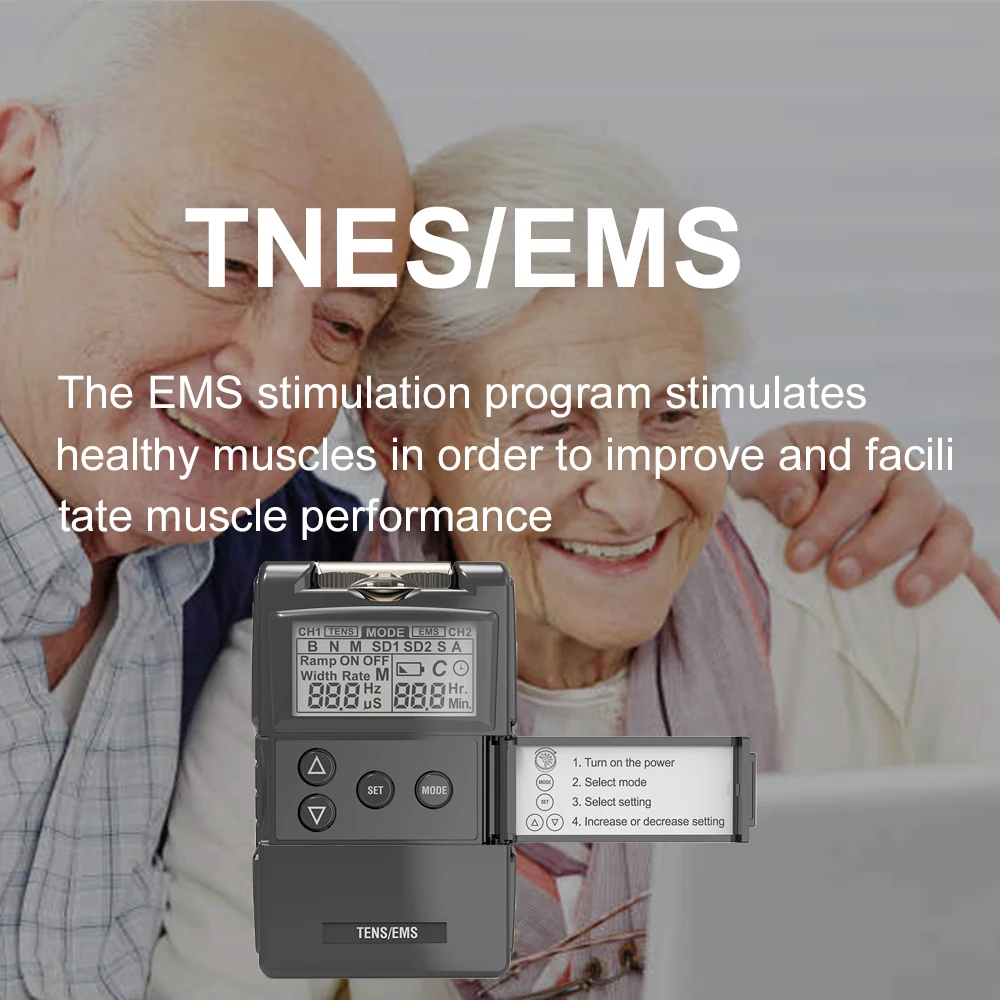 TENS EMS Muscle Stimulator Pain Relief Unit Relax Muscle Waist Body ...
