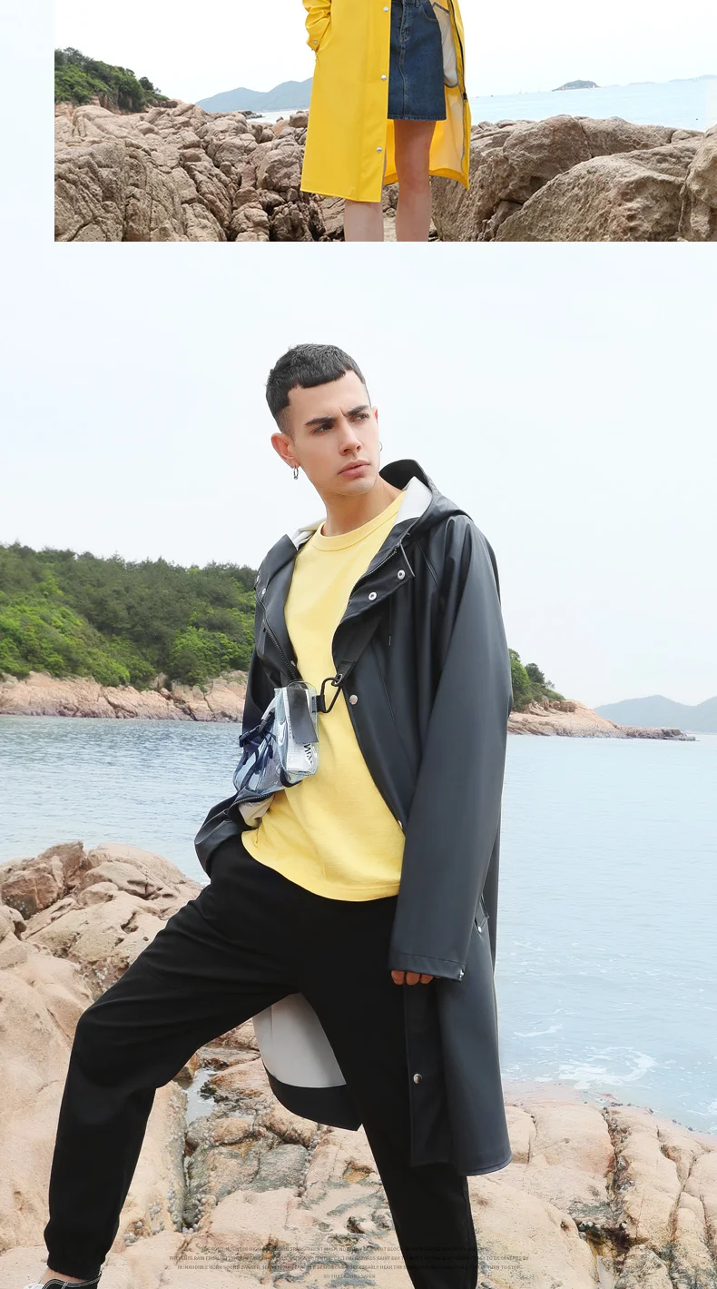 Rainfreem Fashion New Design PU Raincoat Adult Rain Jacket