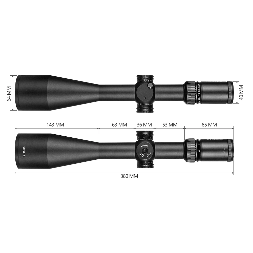 SPINA OPTICS 6-36x56 FFP SF Rifle Scope 1/8 MOA with Zero Setting