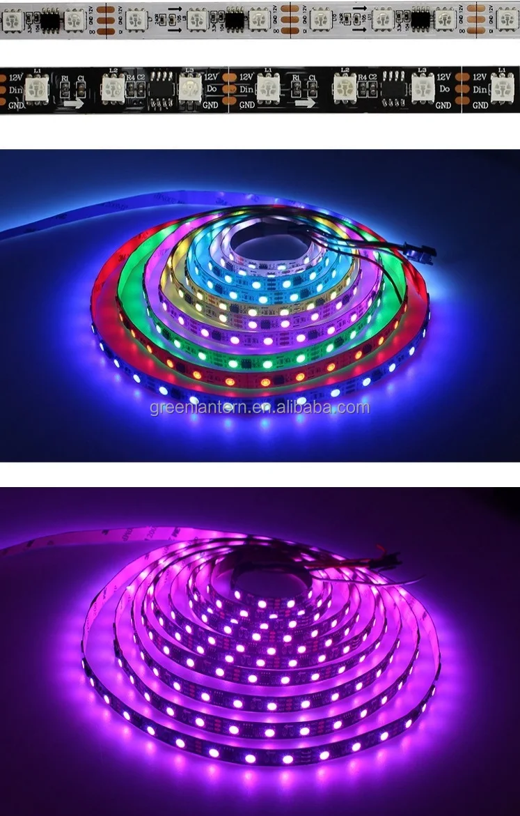 Ws2811 Pixels 12v Strip 60leds/m Spi Rgb Ic Full Color Led Light 2811 ...