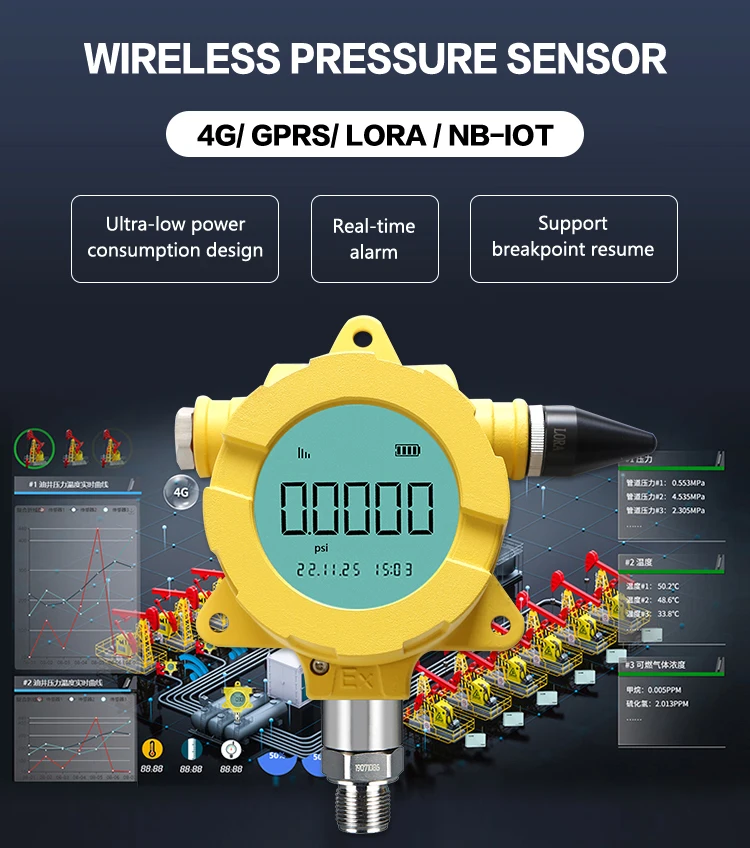 Holykell Gprs Wireless Lora Remote Water Pressure Transmitter Sensor Lorawan - Buy Pressure ...
