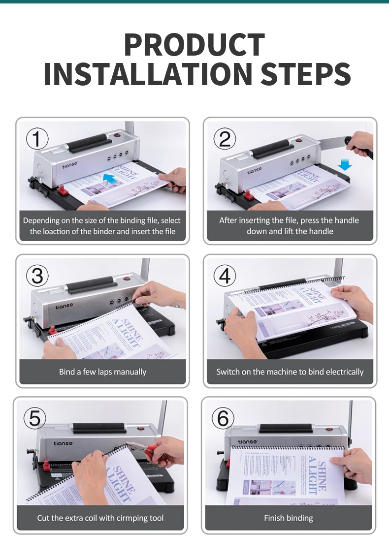 4:1 Plastic Spiral Coil Book Binding Machine - Manual
