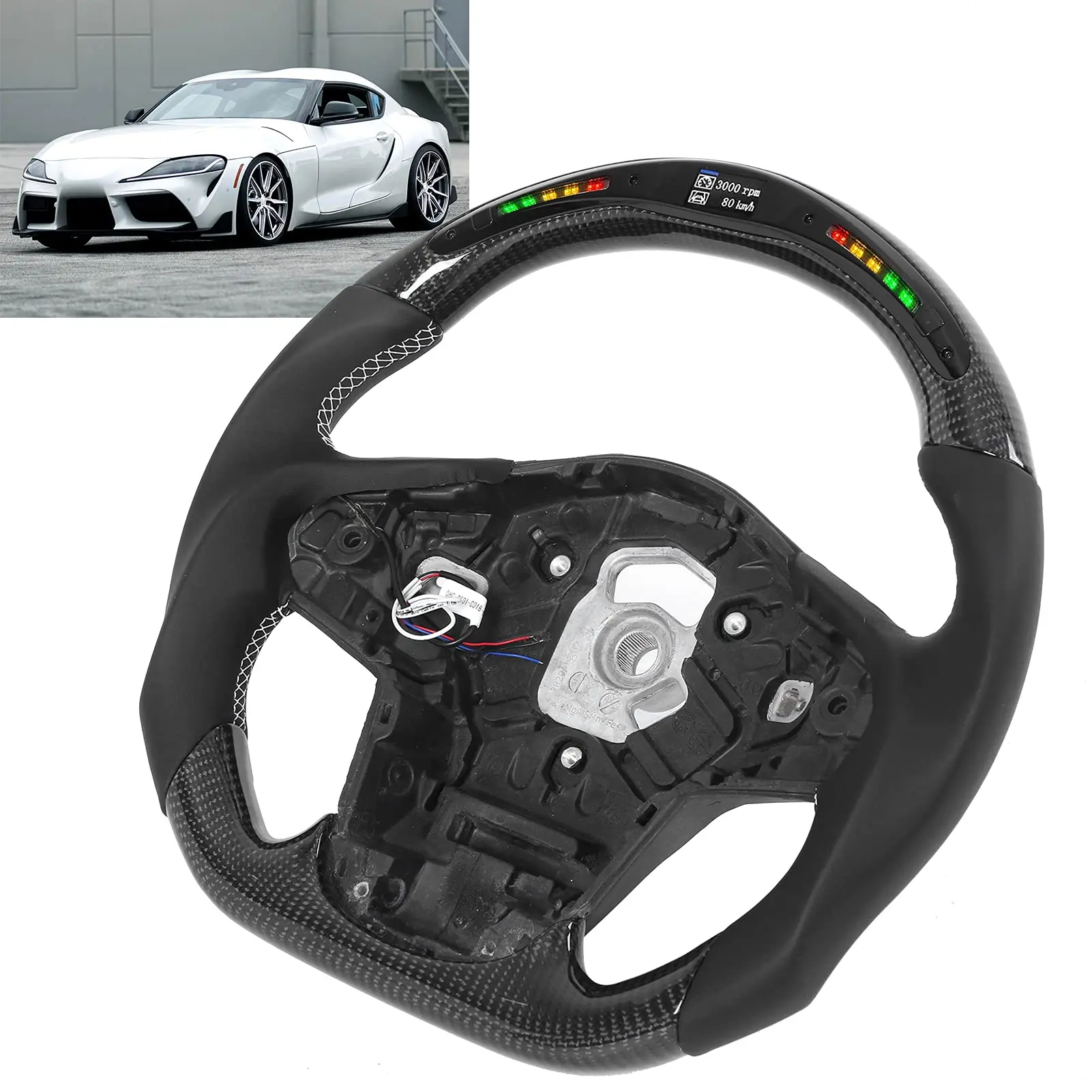 Carbon Fiber Steering Wheel LED Shift Lights Display Steering Wheel ...