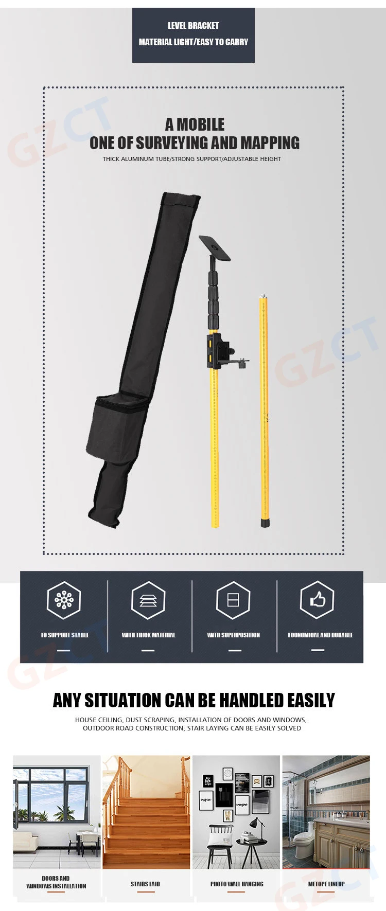 4.2m Infrared Telescopic Rod - Versatile Laser Level Bracket