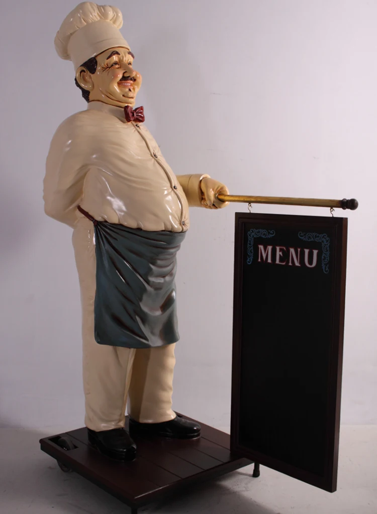 Hotel Restaurant Greeting Sculpture - Life Size Resin Chef Statue