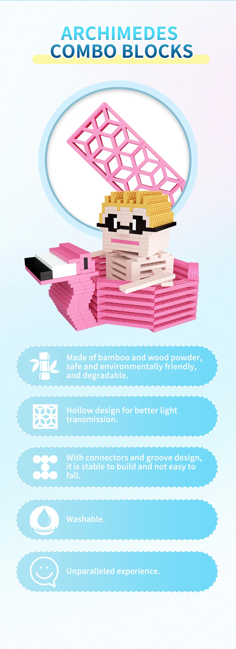 Hot Selling Archimedes Plastic Building Blocks Toy Bamboo Creative ...