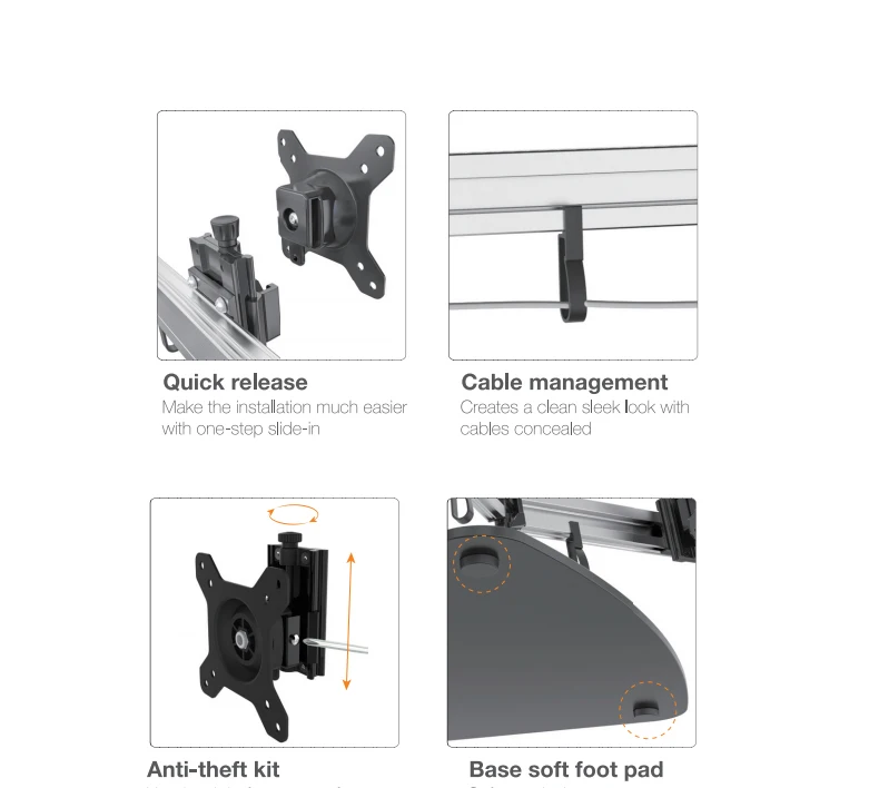 Adjustable Height Metal Aluminum Multi Monitor Stand Desk Mount For ...
