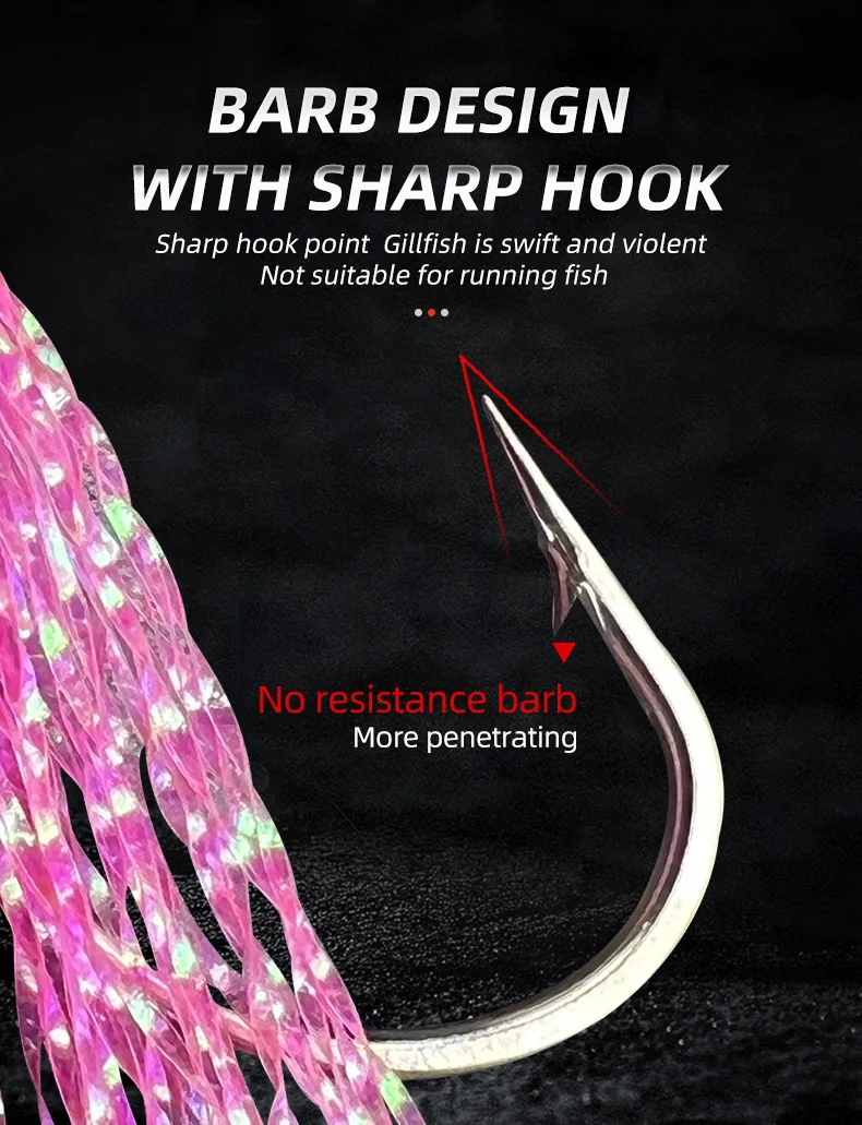 Saltwater Sabiki Rigs 6 String Hooks Flasher Mackerel Feather Fishing ...