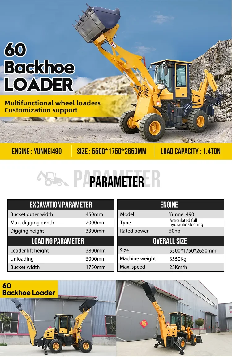 EPA EURO5 Towable Backhoe Loader Mini Backhoe Tractor for Sale