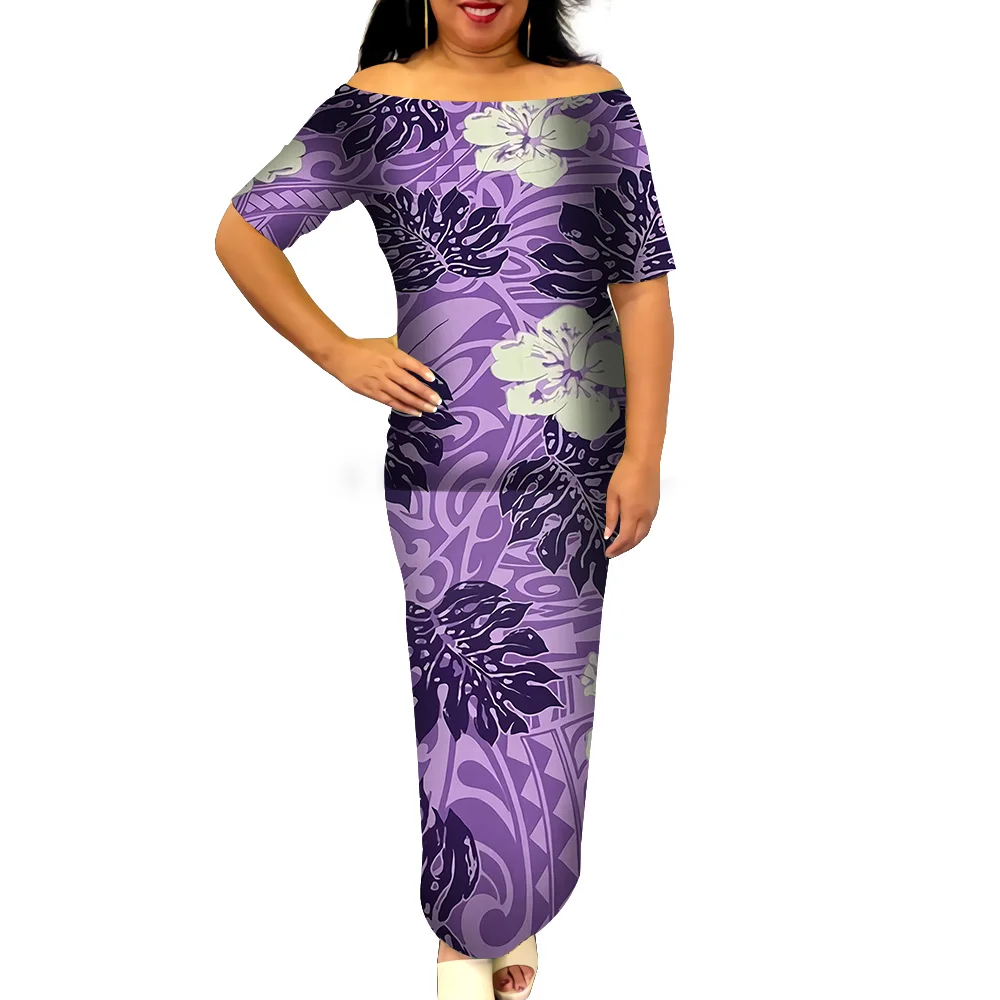 Polynesian Clothing Samoan Puletasi Blue Tapa Flower Print Custom Off ...