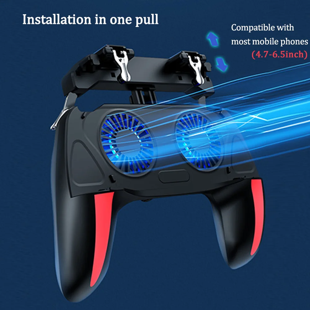 Six Finger Game Controller Gamepad Trigger Shooting Free Fire Cooling Fan Gamepad Joystick for ...