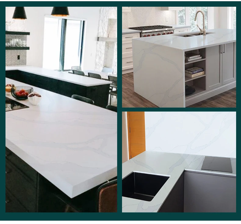 Calacatta Artificial Kitchen Countertop White Stone Quartz Slab - Buy ...