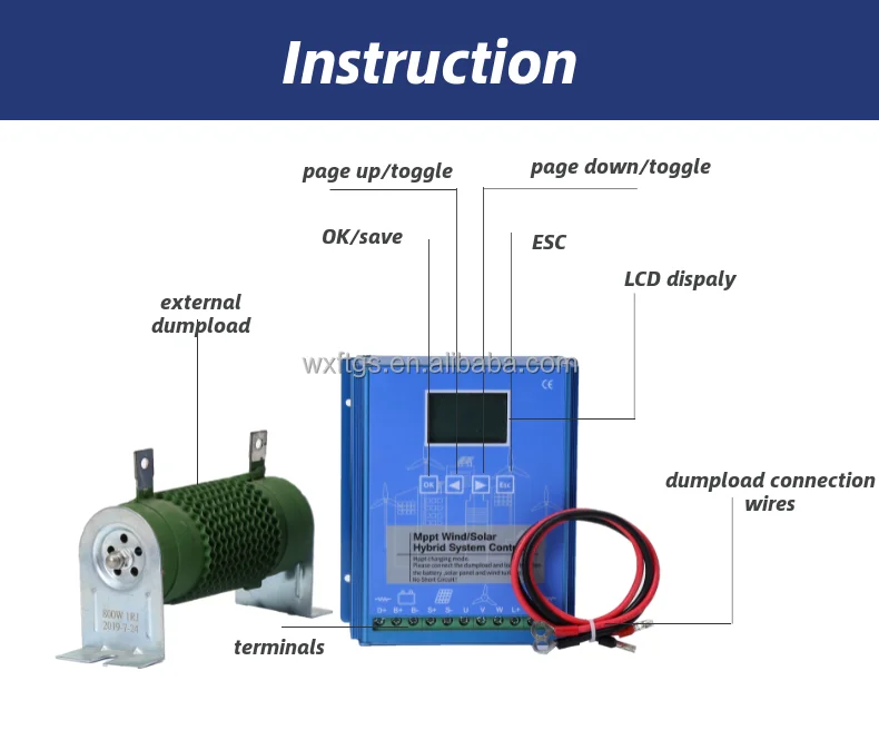MPPT 12V 24V 48V Wind Solar Hybrid Controllers for Home Use