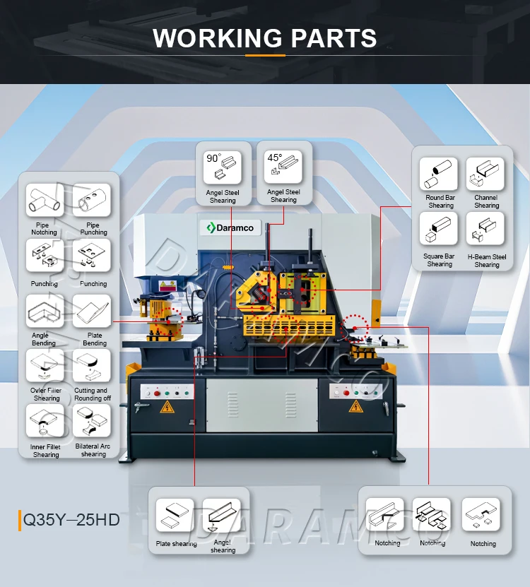 Daramco New Efficient Hydraulic Powered Cnc Q35y-20 Serie Hd Ironworker Metal Fabrication ...
