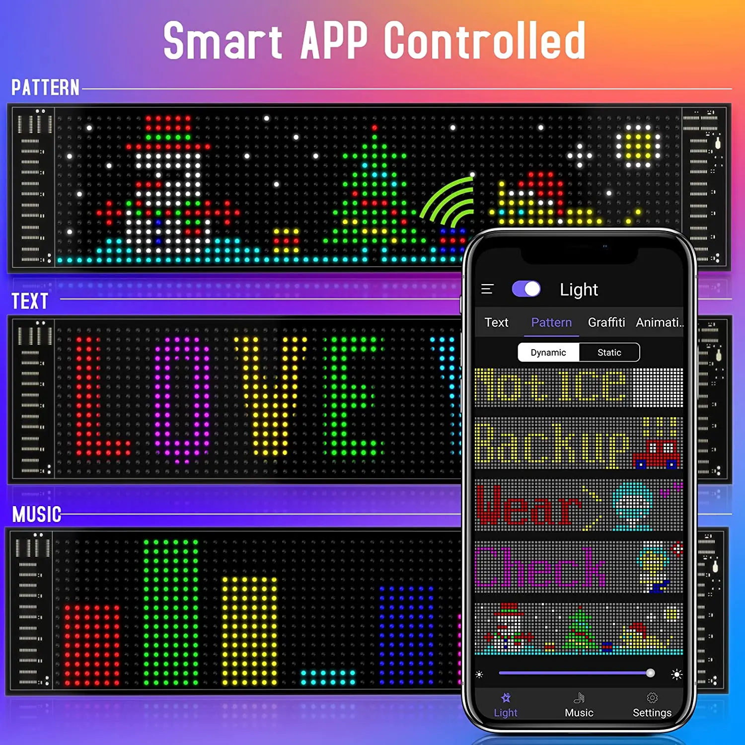 Led Matrix Panel Usb 5v Scrolling Bright Rgb Light Signs For Car ...