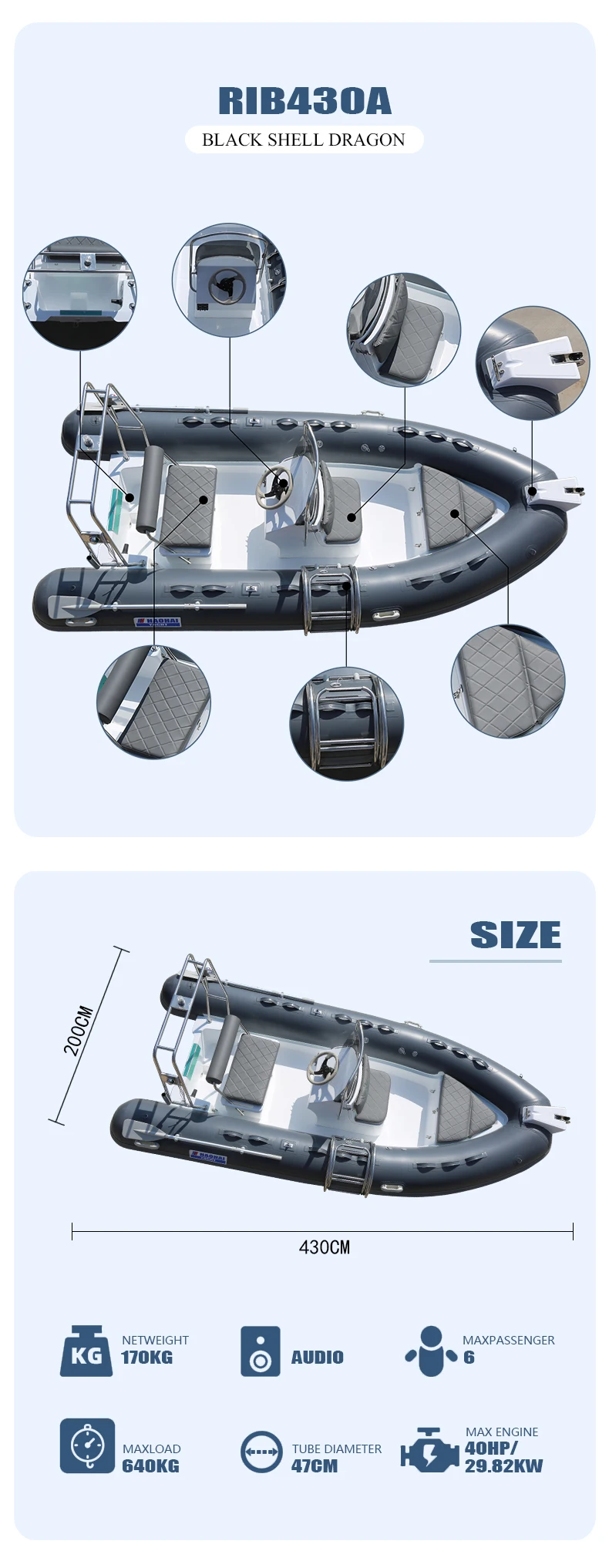 Double Model Ce Rowing Yacht Luxury Pontoon Raft Jet Sailing Rib Boat ...